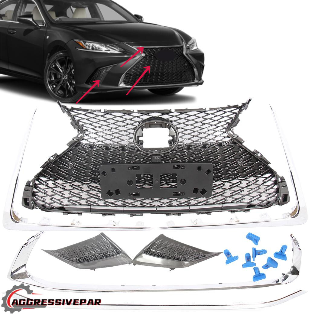 Fits 19-22 Lexus ES350 ES300H F Sport Front Grille W/Chrome Foglight ...