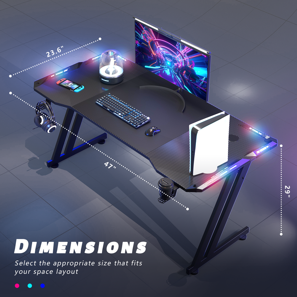 47/55/63 Inch LED Gaming Desk Gaming Table RGB Computer Desk Gamer ...