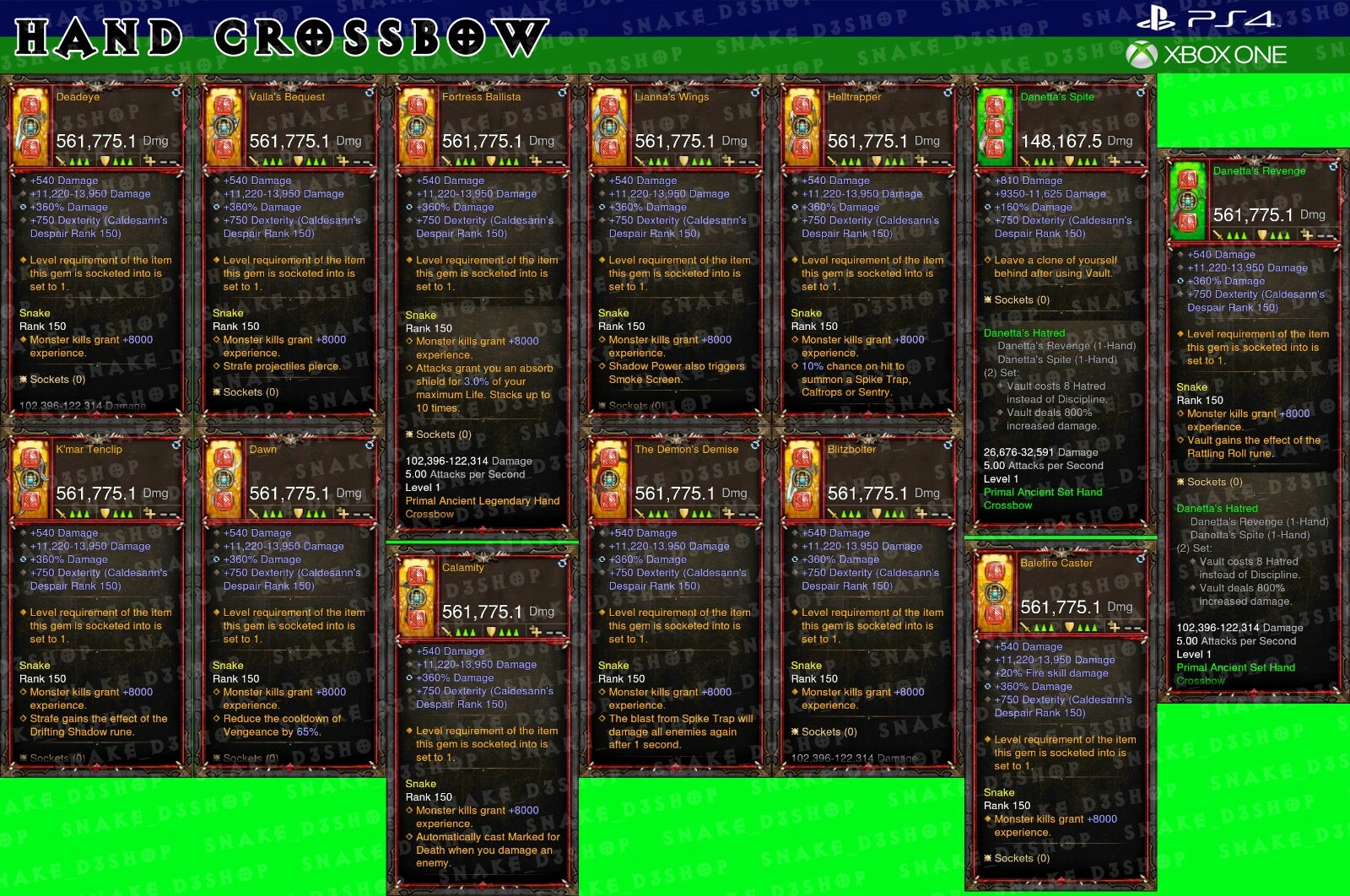 Diablo 3 - PS4 - Xbox One - N. Switch - All Bows, Crossbows and Hand ...