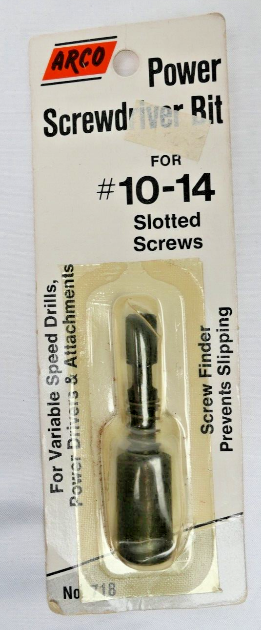 Vtg Arco Power Screwdriver Bit for #10-14 Slotted Screws No.718 1/4 ...