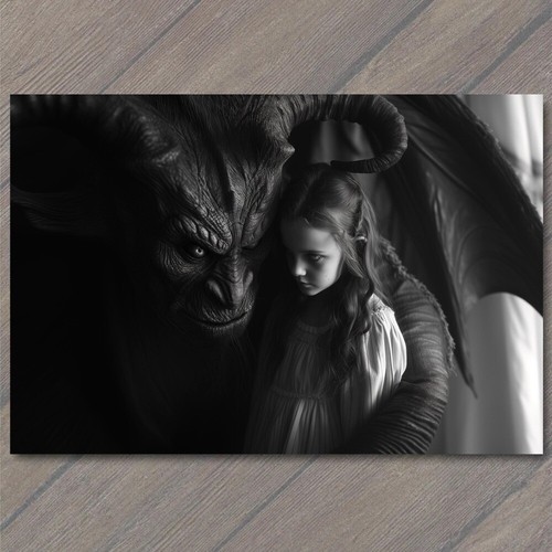 4x6" Girl Monster Weird Creepy Imaginary Friend Nightmare Scary Unusual ...