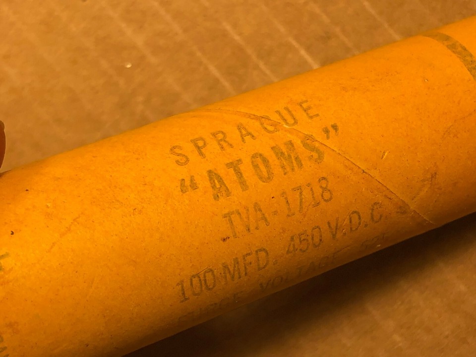 NOS Vintage Sprague Atom 100 uf 450v Capacitor TVA-1718 Tube Amp Cap ...