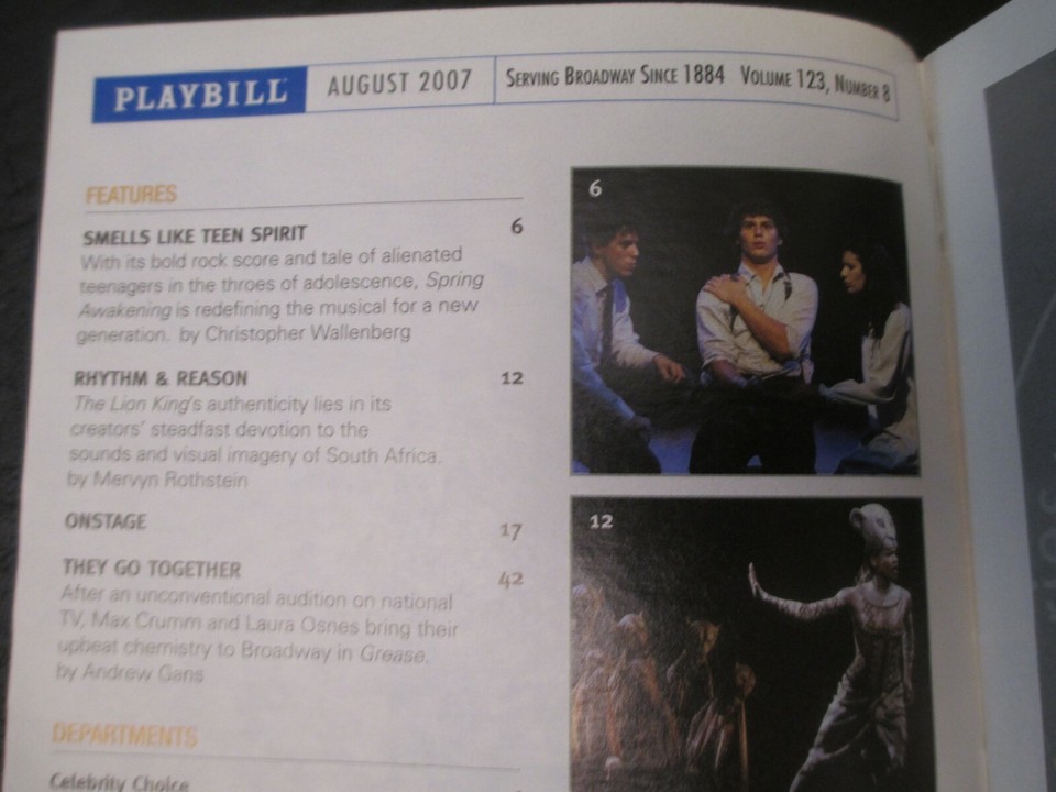 Curtains Playbill August 2007 Al Hirschfeld Theatre David Hyde Pierce ...