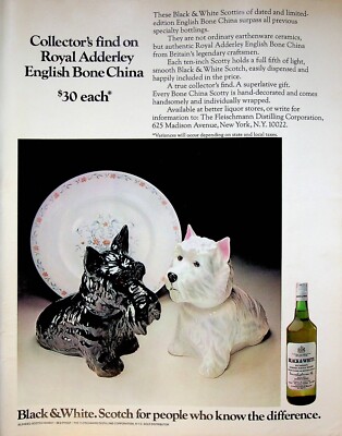 1971 Black & White Scotch Whisky Vintage 1970s Print Ad Bone China ...
