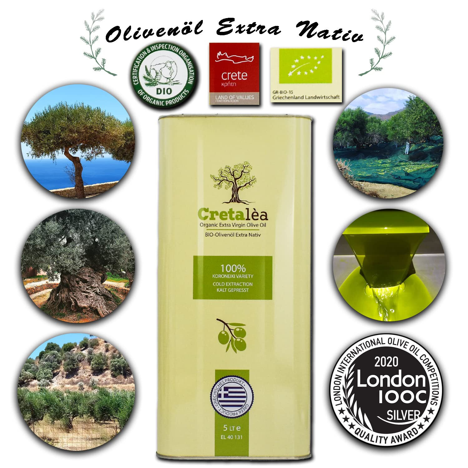 Olivenöl Bio 5 Liter Kanister Cretalèa aus Kreta frische Ernte Extra Nativ | eBay