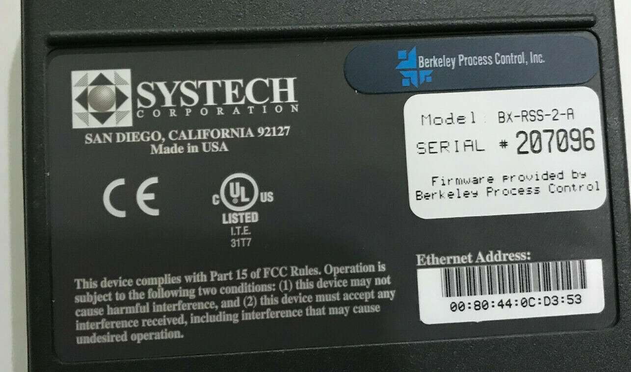 Systech BX-RSS-2-A Gateway Berkeley Process Control AMAT Working for ...