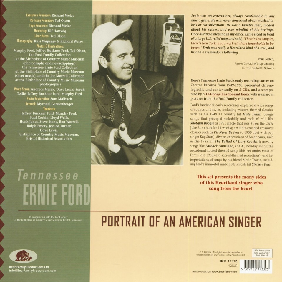 Tennessee Ernie Ford - Portrait Of An American Singer 1949-1960 (5-CD ...