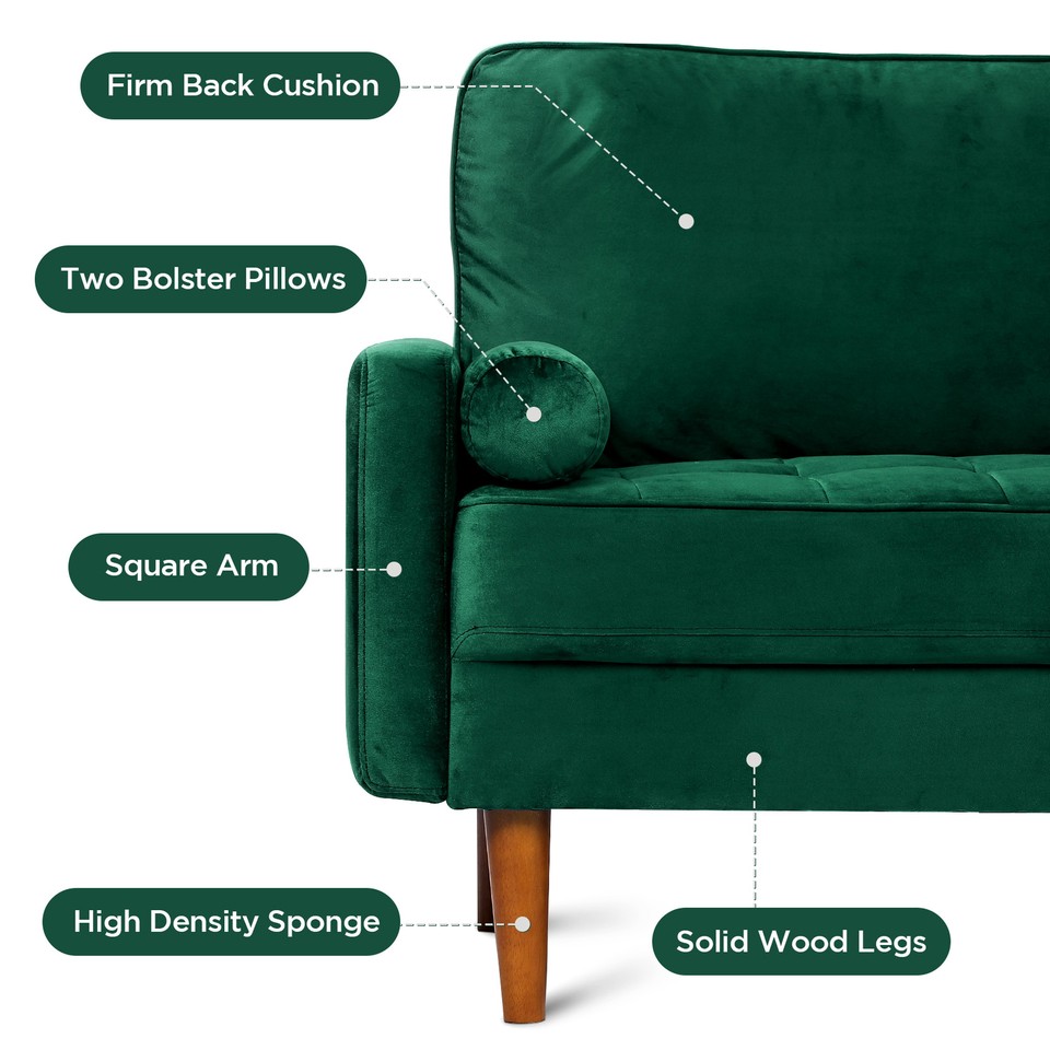 Small Modern Velvet Sofa Loveseat Tufted Couch Futon Settee Apartment ...