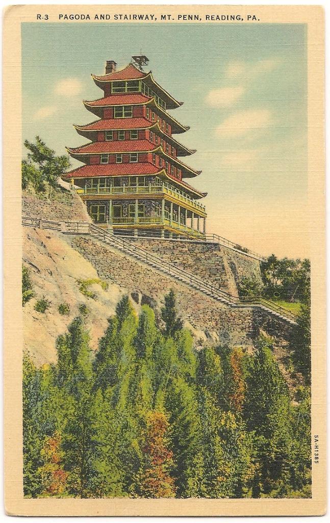 Vintage Postcard; Pagoda And Stairway Mt. Penn, Reading Pennsylvania | eBay