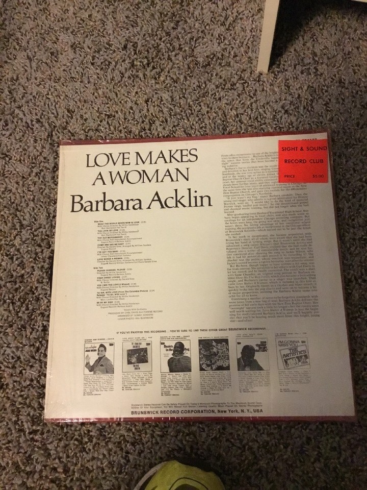 Barbara Acklin "Love Makes A Woman" Soul Funk LP Brunswick In Shrink | eBay