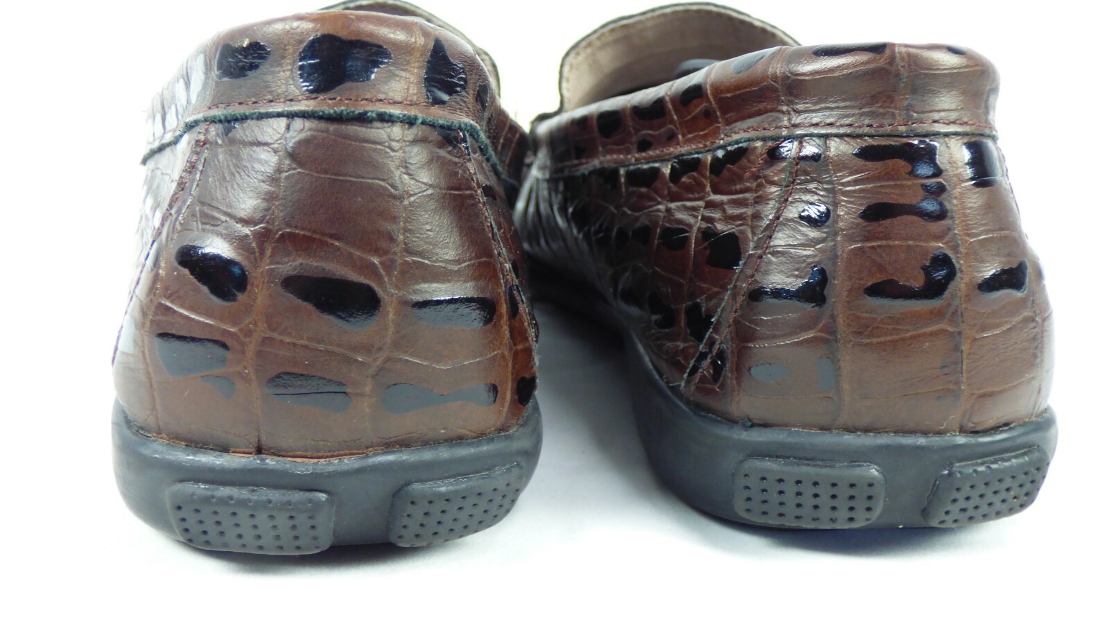 TRUDY Vintage Loafers Brown Mock Crock Snake Skin Gommino Comfort Shoes ...