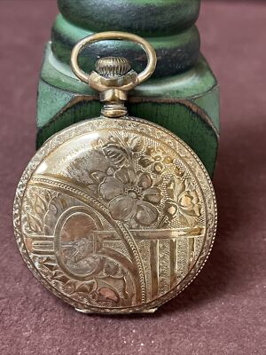Vintage Elgin Pocket Watch With Monitor Floral Engraved Gold Filled ...