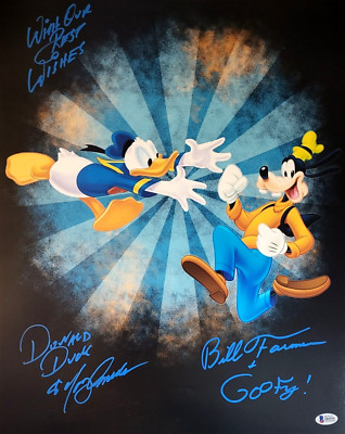 Donald Duck Goofy Signed Photo Disney Tony Anselmo Bill Farmer Beckett ...