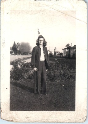 1940s Woman Standing on Lawn Pin Up Model Pretty Big Hair Snapshot ...