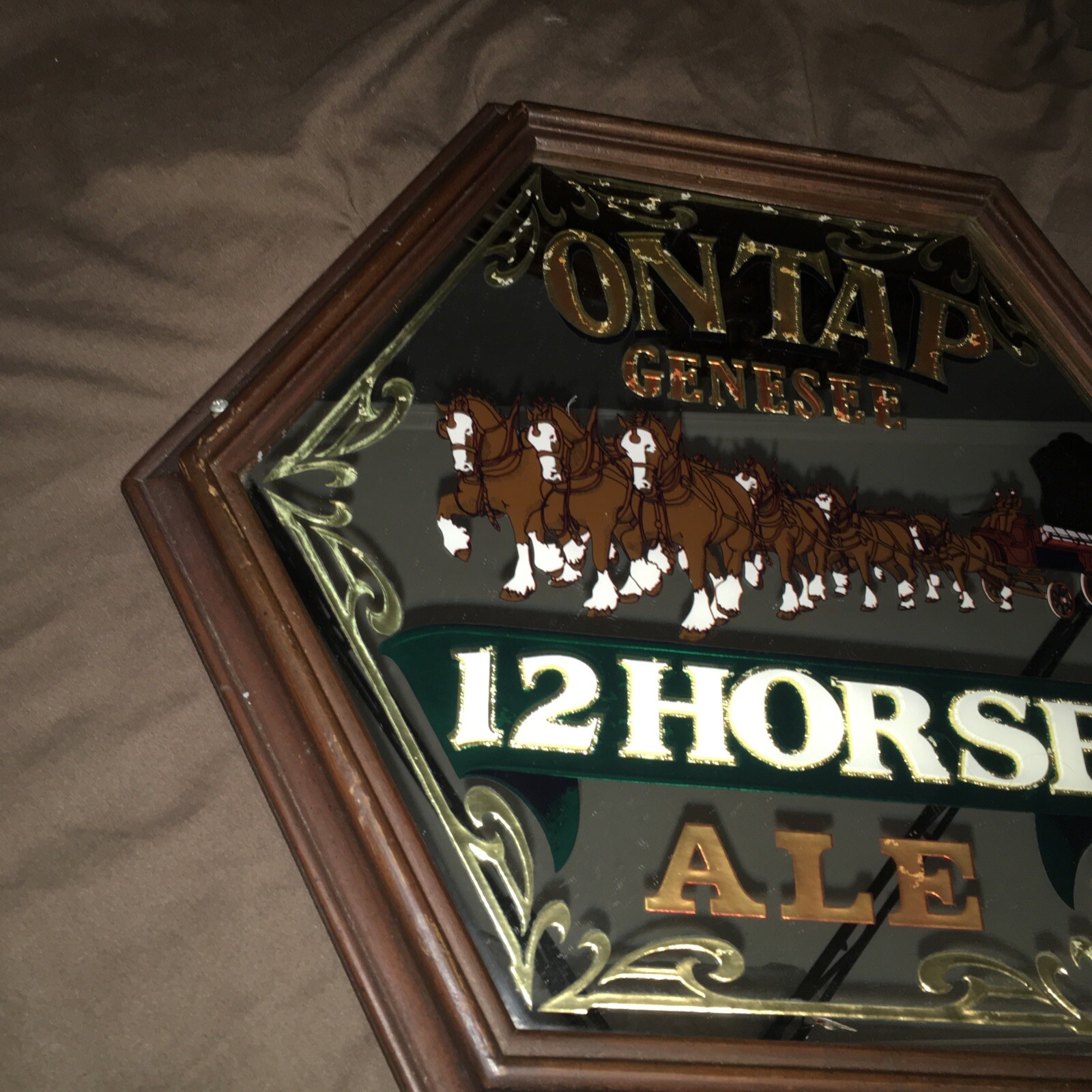 Vintage Genesee 12 Horse Ale Wall Hanging Mirror Sign RARE Octagon WOW ...