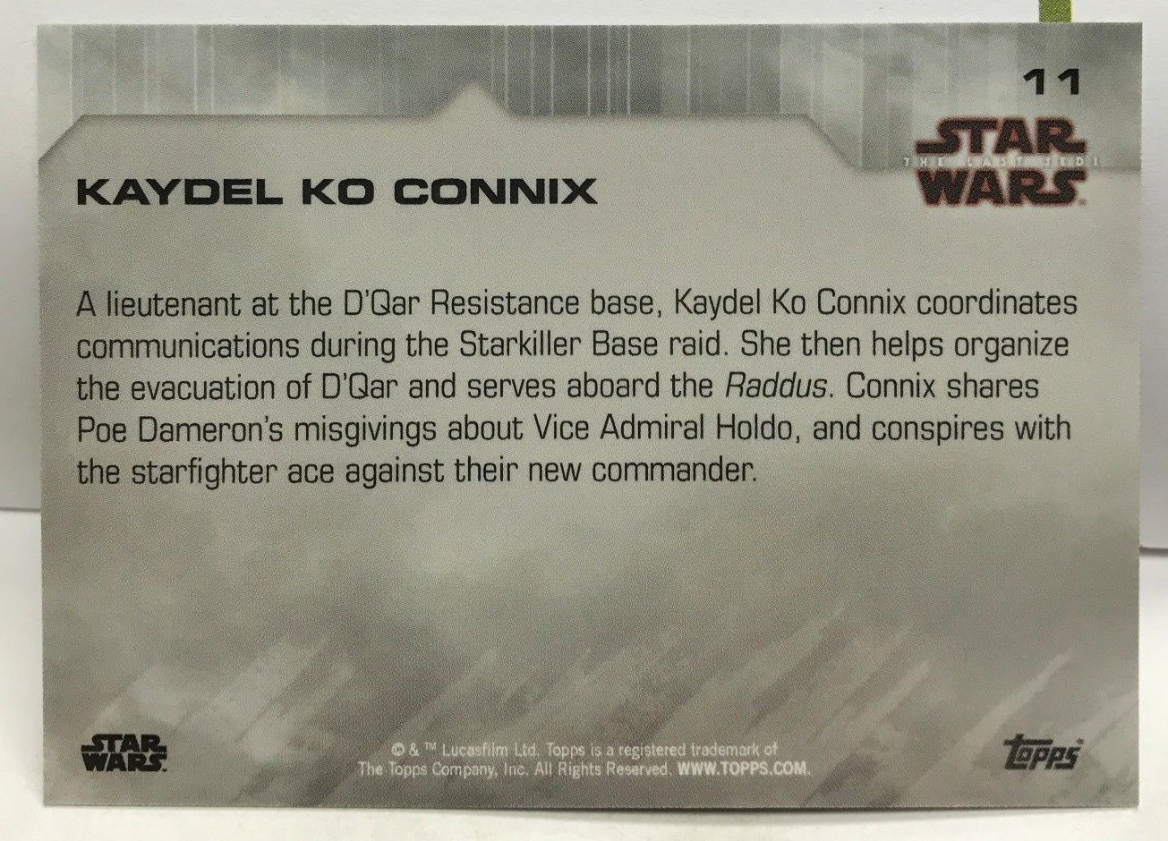 Kaydel Ko Connix 2018 Topps On Demand Star Wars The Last Jedi #11 - SP ...
