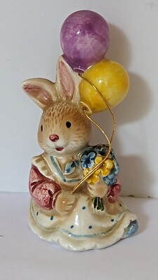 Lefton Bunny Rabbit With Balloons Figurine 1987, 3 1/4” Vintage Easter ...