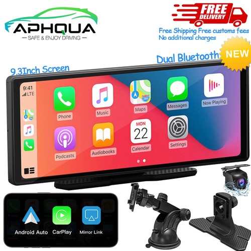 APHQUA 9.3 Inch Car Radio Bluetooth Stereo Wireless Apple Carplay ...