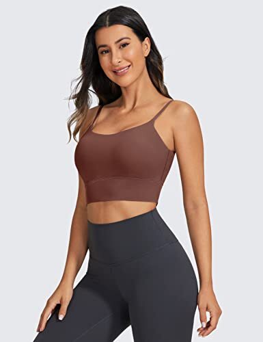 Adjustable Longline Sports Bra for Women - V Back Wireless Medium Taupe ...