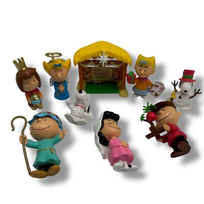 Peanuts Nativity Christmas 3” Figures Set. 9 Pcs Charlie Brown /Snoopy ...