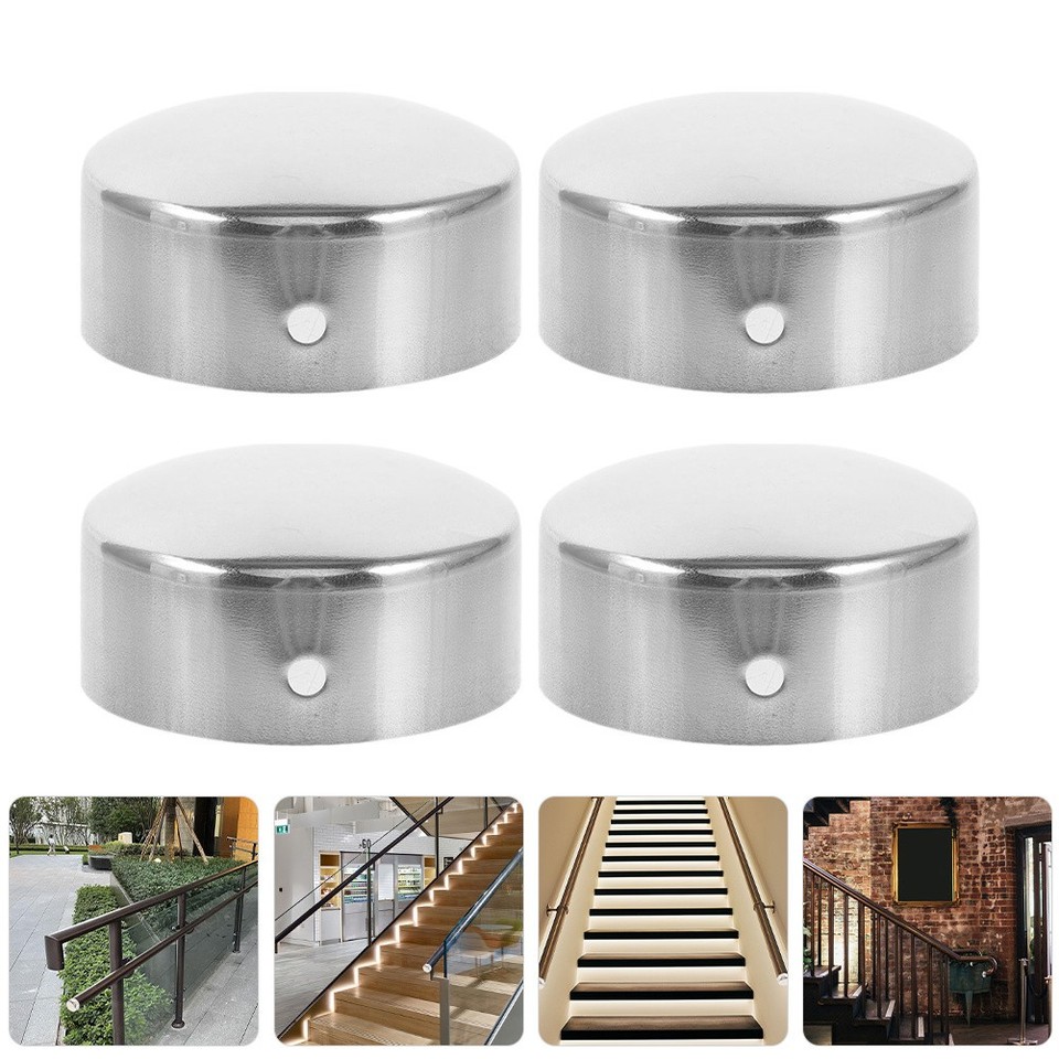 4 Pcs Stainless Steel Handrail Caps Metal Stair Rail End Caps For ...