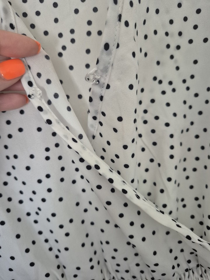 White Dress with Black Polka Dot Pattern Size M | eBay