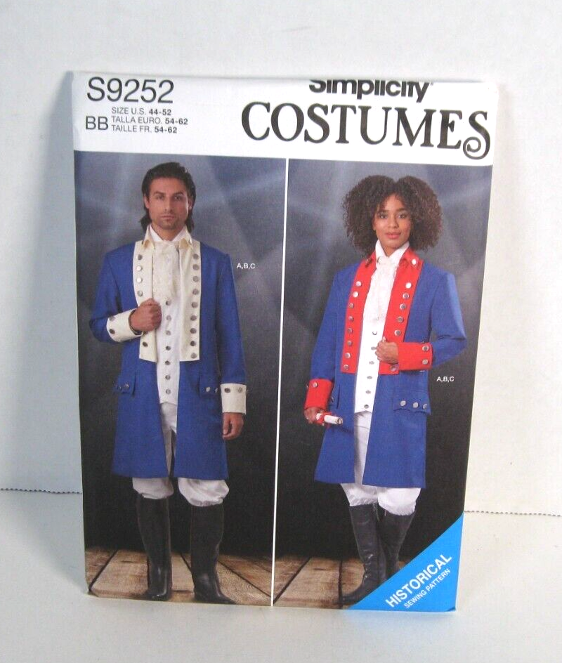 Simplicity Costume Pattern 9251 Hamilton Unisex Colonial Military ...