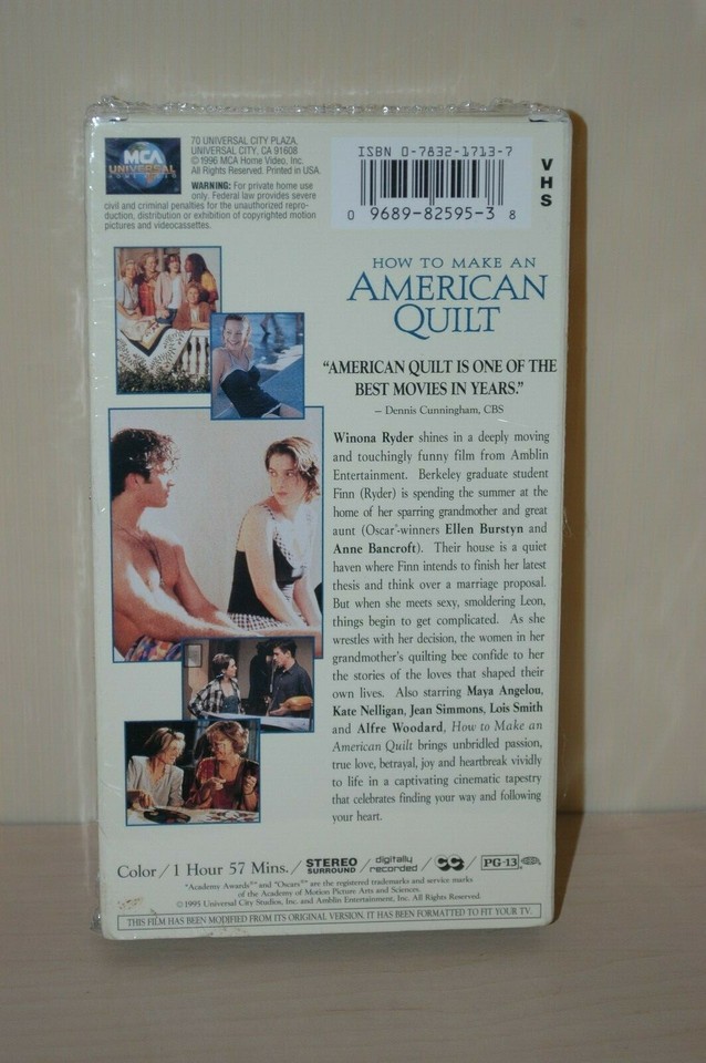 How to Make an American Quilt (VHS, 1996) - Anne Bancroft, Winona Ryder ...