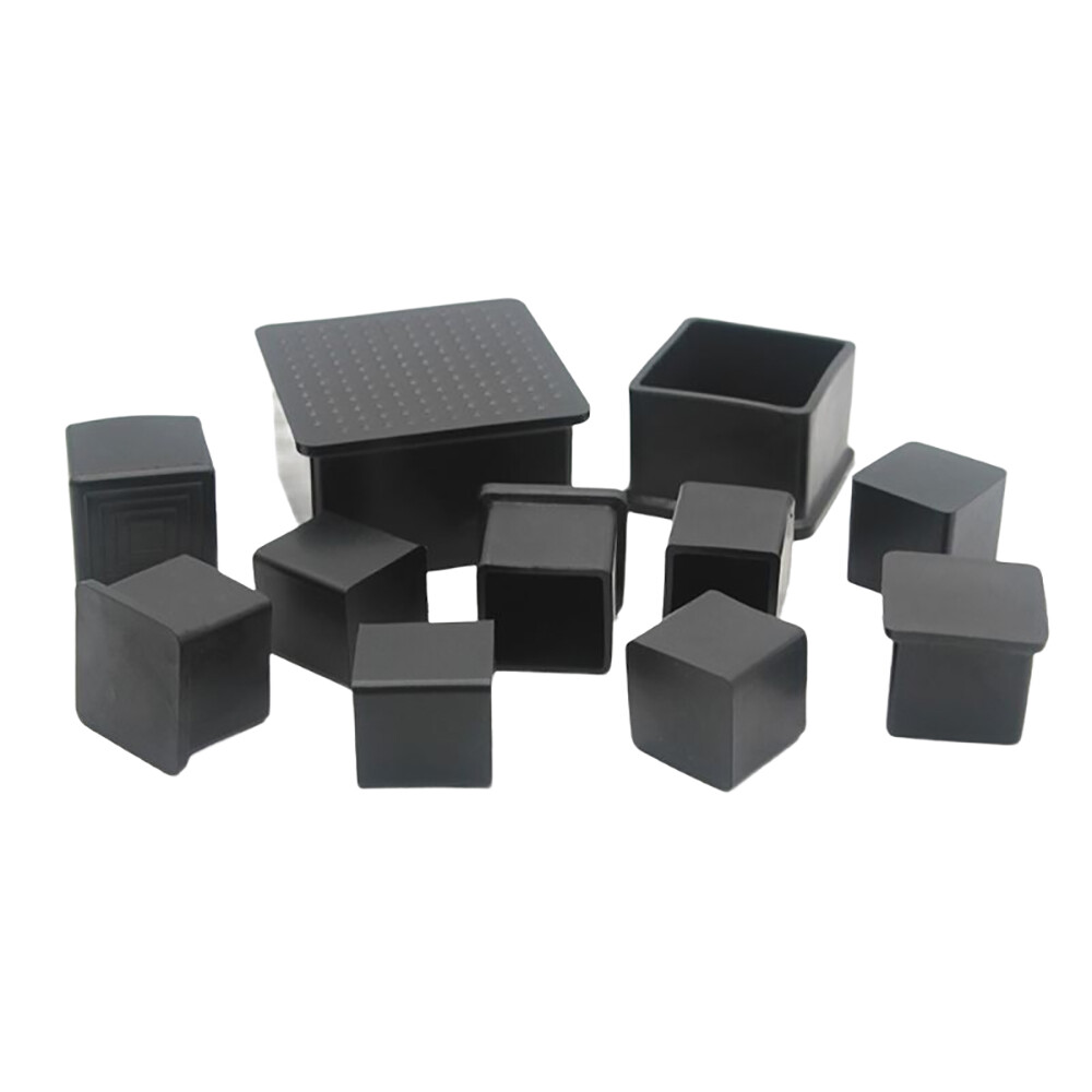Rectangles PVC Tube End Plug Stoppers Insert Bungs Blanking Pipe Black ...