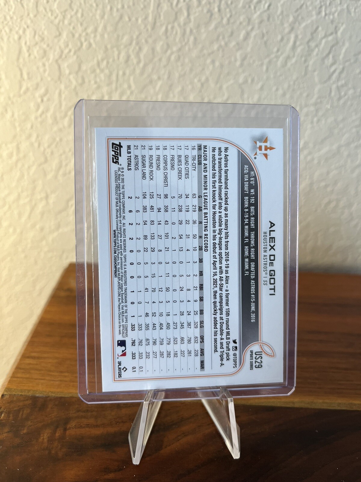 💫 2022 Topps Update Series Alex De Goti RC Rookie #US29 ⚾️ Houston ...