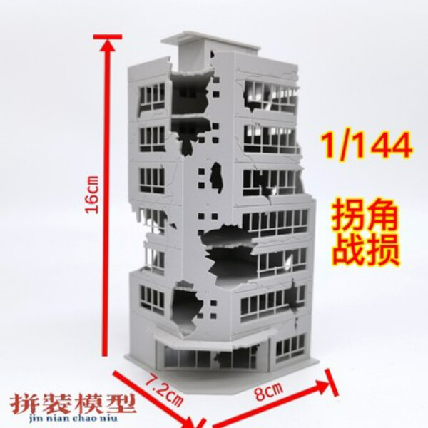 1/144 Diorama Architectural Model Railroad Battle Destroy Building ...