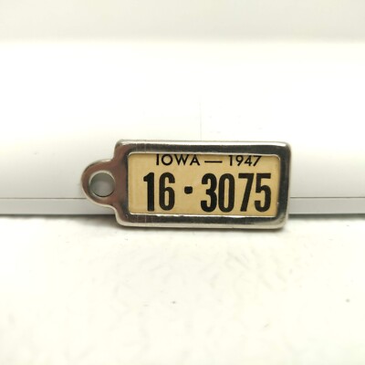 RARE VTG Disabled Veterans Mini License Plate Key Chain Ring Tag IOWA ...