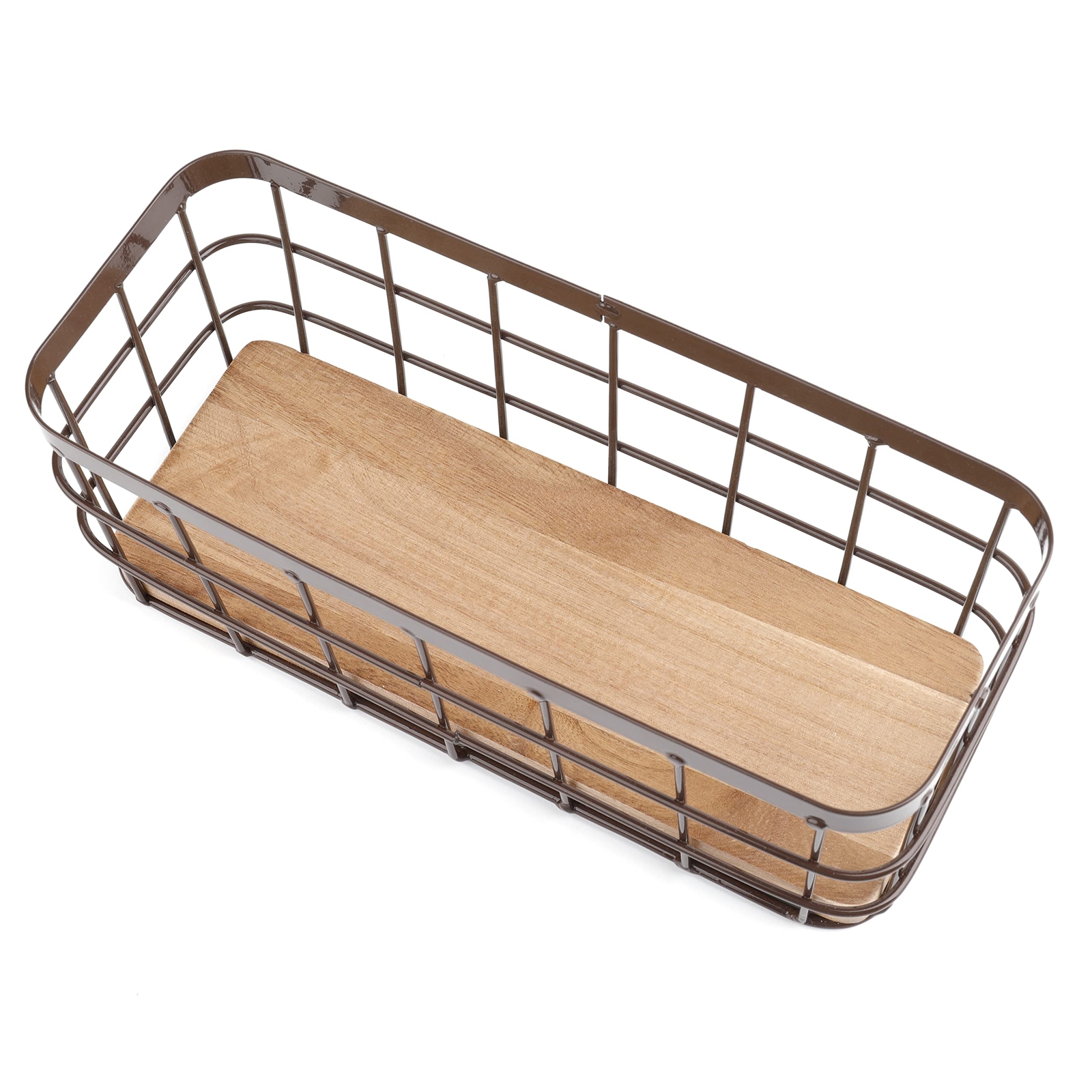 Set Of 2 Small Wire Baskets Narrow Rustic Storage Bin For Bathroom ...