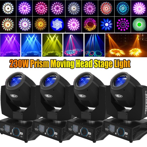 4PCS 230W Stage Light 7R Sharpy LED Gobo 8+16 Prism Strobe Beam Moving ...