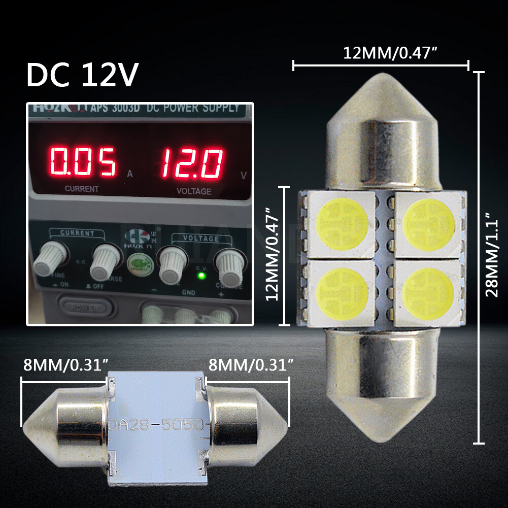 4x 12V 28mm 5050 4 LED Car Interior Festoon Dome Light License Plate ...