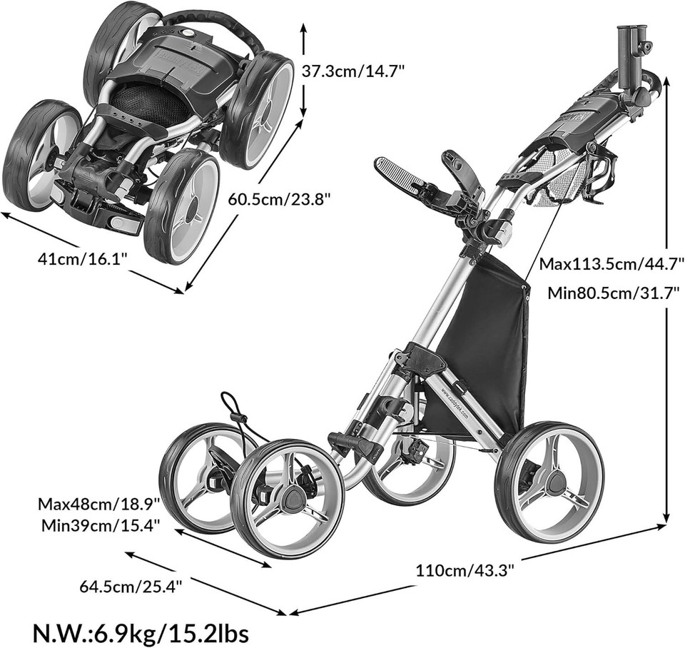 Explorer V8 Golf Push Cart - SuperLite 4 Wheel Aluminum Foldable Cart ...