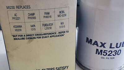 MAX LUBE FILTER M5230 PF2221 PH2005 PH8316 MO-5230 1315 L25230 51315 ...