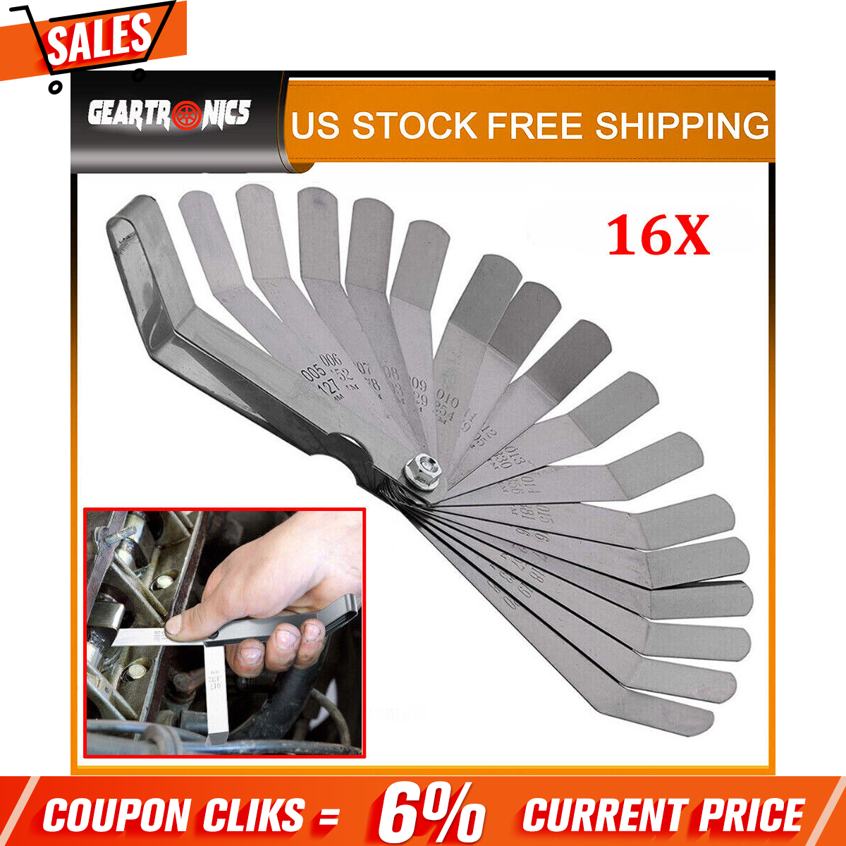 16xTapered Feeler Gauge Set Valve Clearance Checker UTV ATV Motorcycle ...