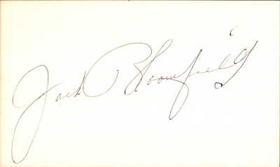 Jack Bloomfield Signed 3x5 Index Card Cut 1956-59 Topeka Hawks Portland ...