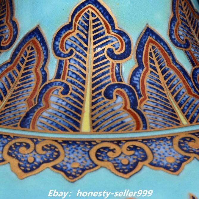 12.9" Qianlong Famille Rose Porcelain Gilt 8 Auspicious Symbol Bottle ...