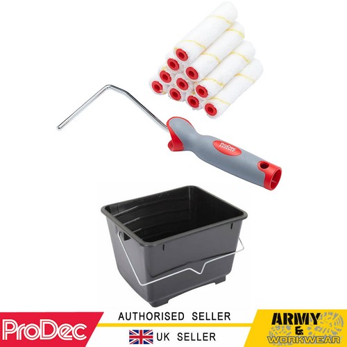 Microfibre Paint Roller Set 4" Inch Mini Frame & 2.5L Scuttle Smooth ...