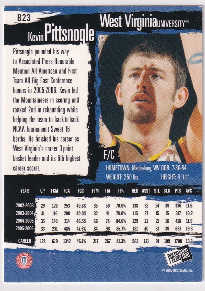 2006 PRESSPASS KEVIN PITTSNOGLE B 23 (FREE SHIPPING) | eBay