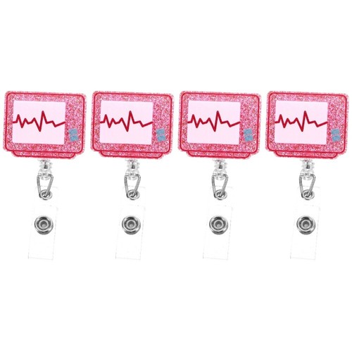 4pcs Portable Badge Holder Reusable ID Card Holder Retractable Badge ...