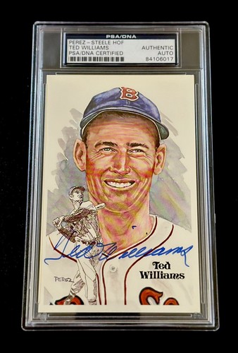 Ted Williams Signed Perez Steele Hall Of Fame Postcard Red Sox ...