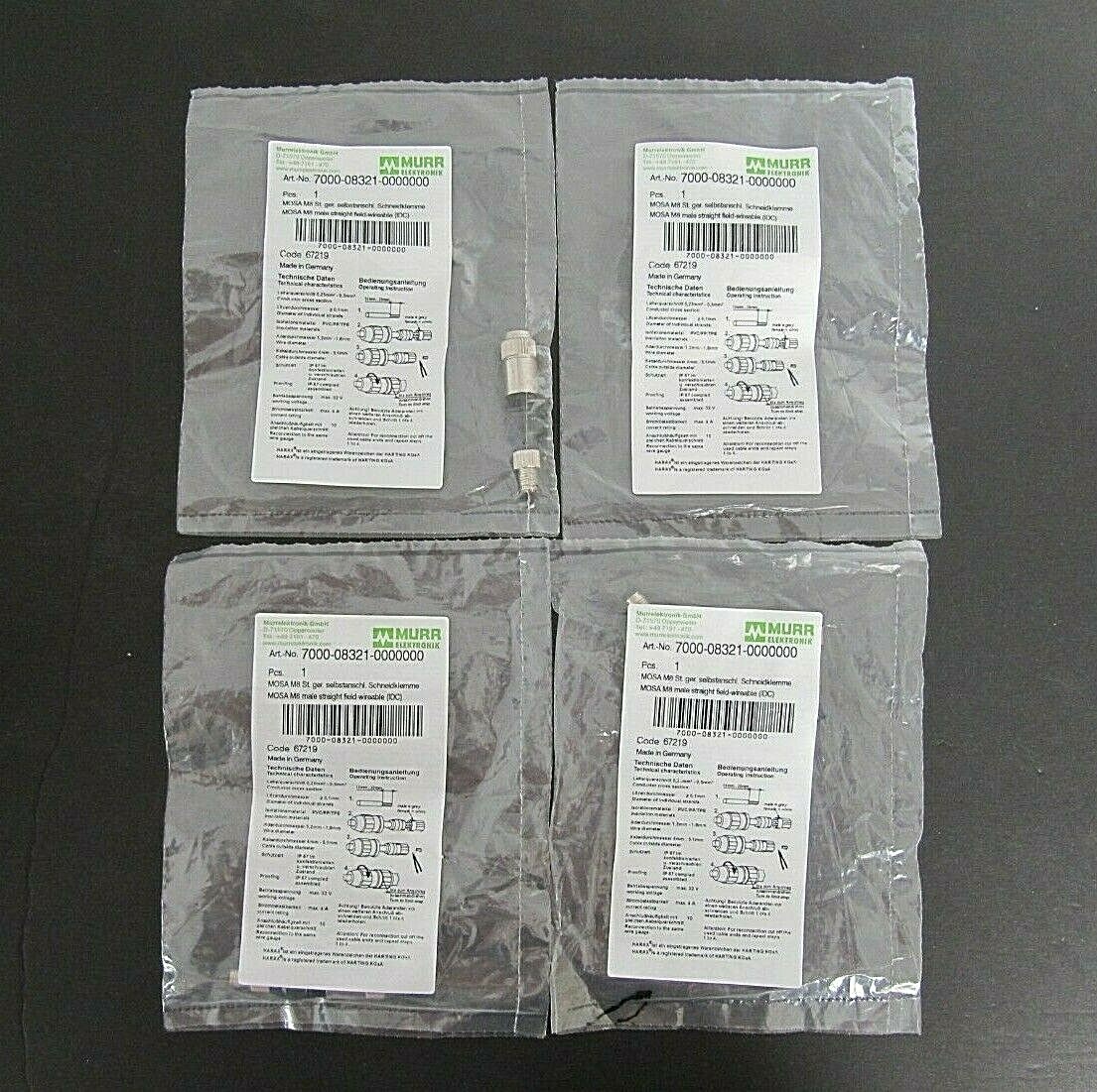(LOT OF 3 NEW) Murr Elektronik Connectors M8 Male 3Pin 7000-08321 ...