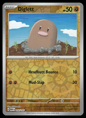 Diglett Reverse Holo NM 050/165 Scarlet & Violet 151 Pokemon Card | eBay