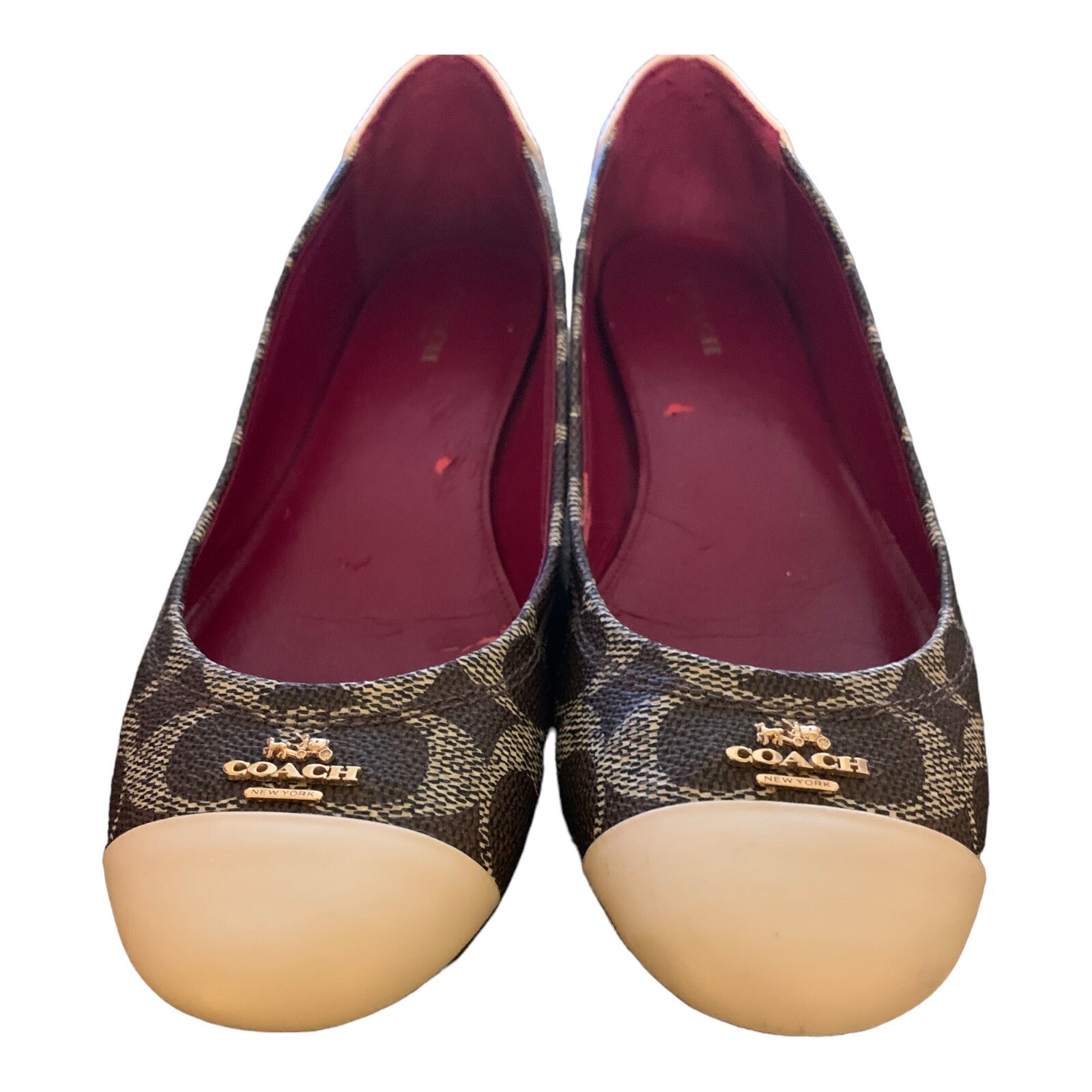 Coach Shoes Chelsea Signature Logo Leather Ballet Fla… - Gem