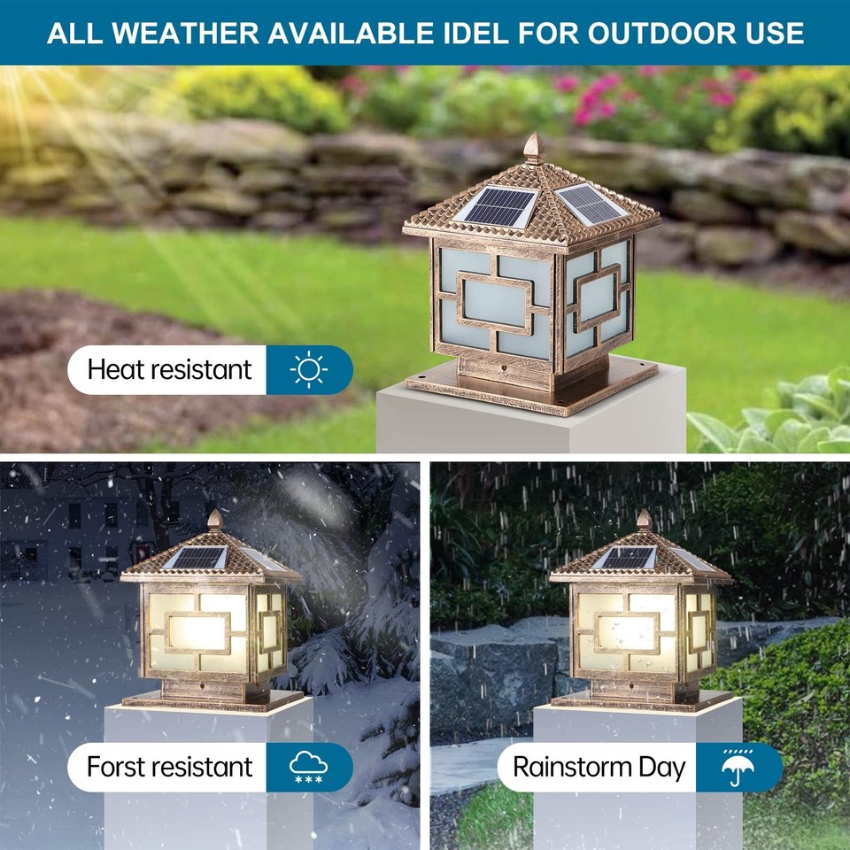 Solar Outdoor Column Lights Solar Lamp Sensor with Power Base IP65 ...