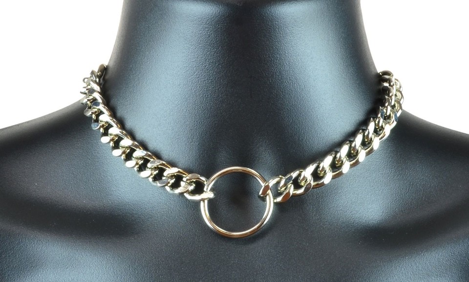 Ring and Chain Necklace Diamond cut Chain Punk Goth Rockabilly | eBay