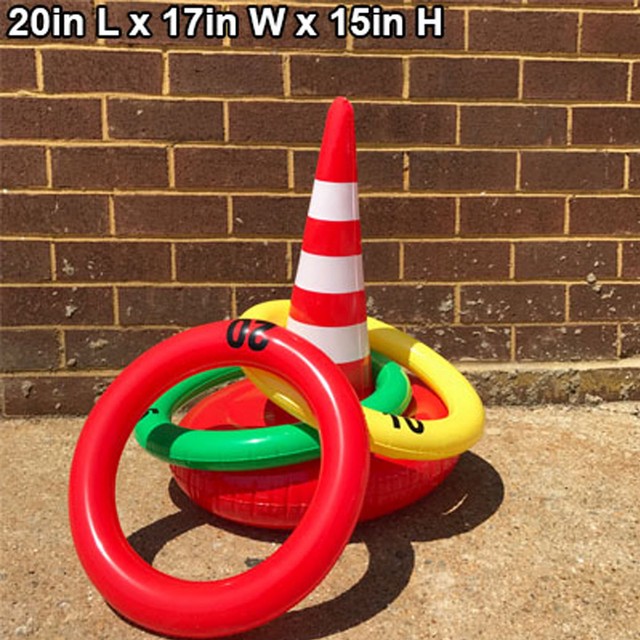Inflatable Traffic Cone Ring Toss Party Pool Birthday Outdoor Fun Jet ...